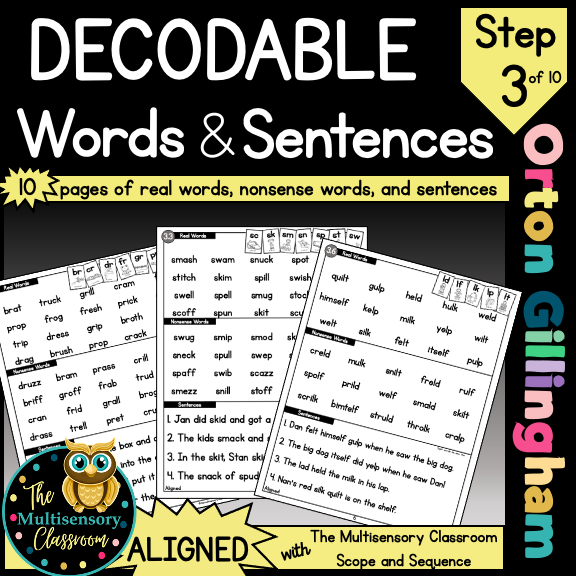 ALIGNED Decodable Word Lists and Sentences (Orton Gillingham Step 3 ...