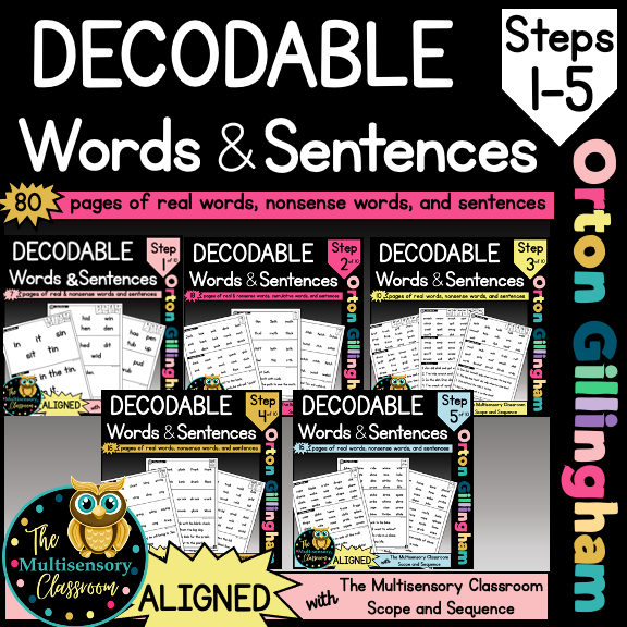 ALIGNED Bundle Decodable Word Lists and Sentences (Orton Gillingham ...