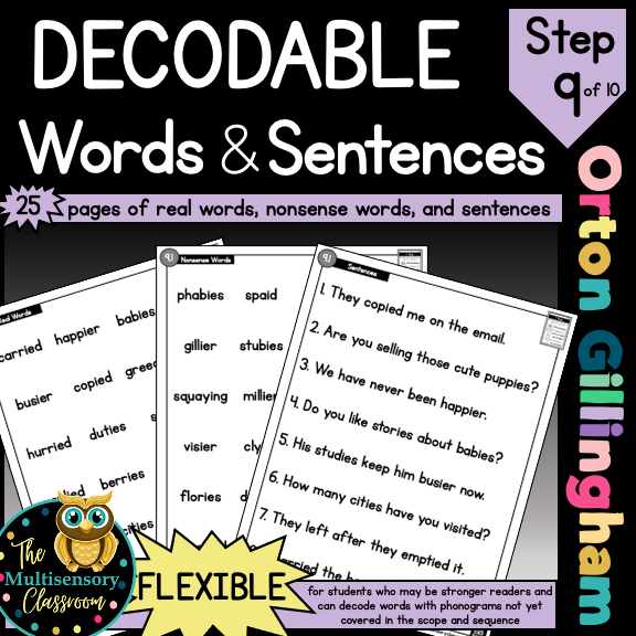 FLEXIBLE Decodable Word Lists and Sentences (Orton Gillingham Step 9 ...