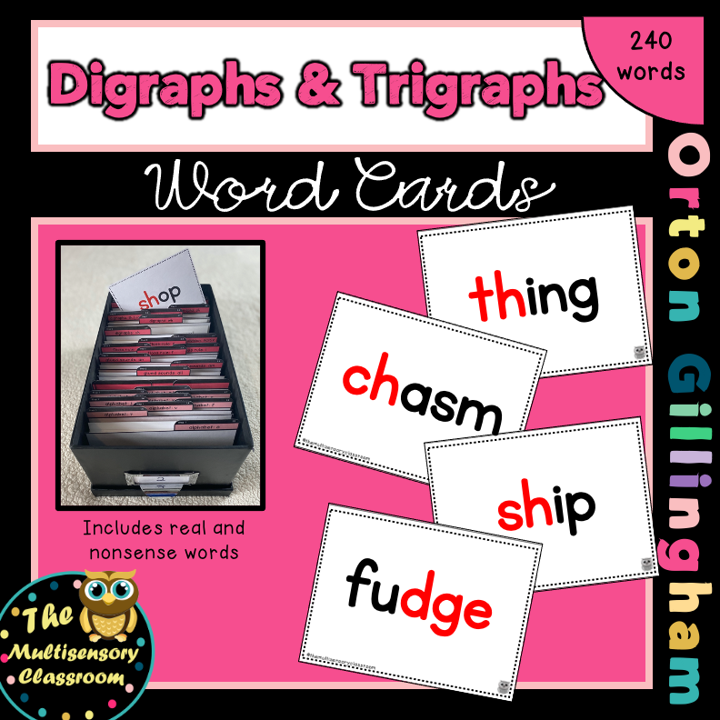 Orton Gillingham Word Cards: Digraphs (and Trigraphs) - www ...