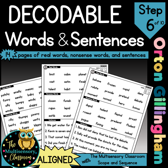 Aligned Decodable Word Lists and Sentences (Orton Gillingham Step 6 ...