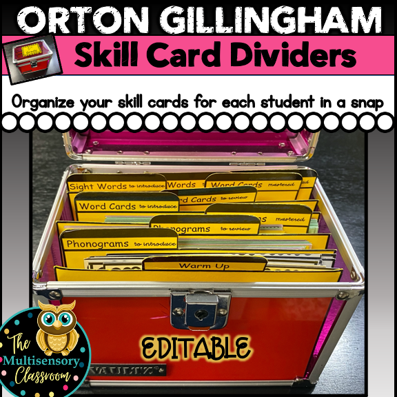 Orton Gillingham Skill Card Dividers - www.themultisensoryclassroom.com