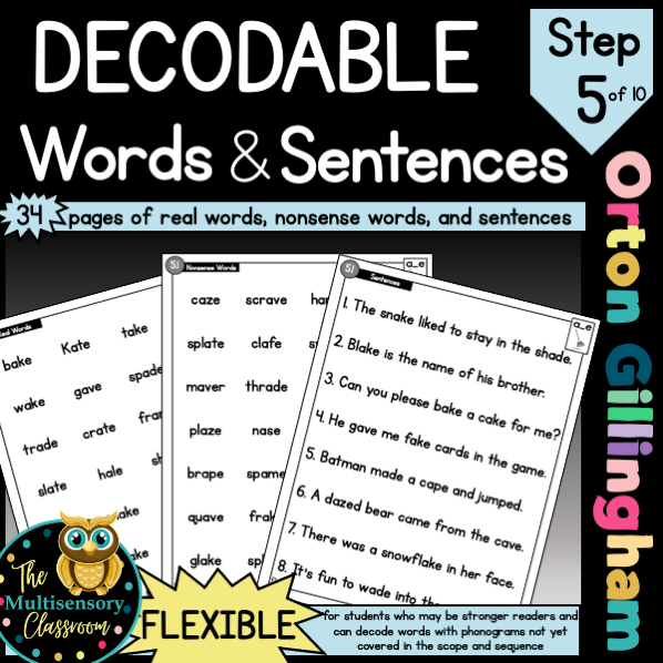 FLEXIBLE Decodable Word Lists and Sentences (Orton Gillingham Step 5 ...