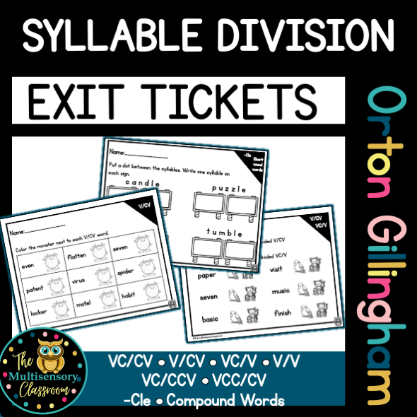 Syllable Division Exit Tickets - www.themultisensoryclassroom.com