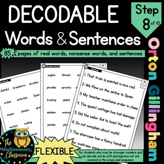 FLEXIBLE Decodable Word Lists and Sentences (Orton Gillingham Step 8 ...