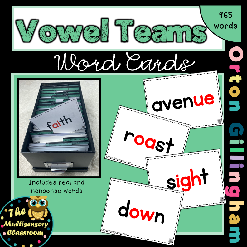 Orton Gillingham Word Cards: Vowel Teams - www.themultisensoryclassroom.com